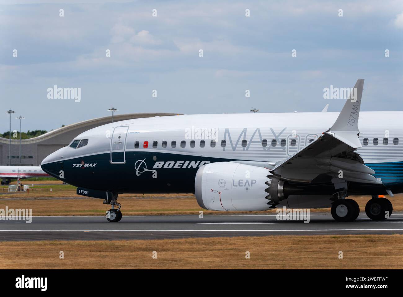 Boeing 737-7 Max 7 airliner jet plane on show at Farnborough ...