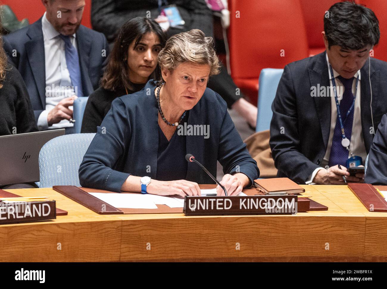 Ambassador Barbara Woodward of United Kingdom speaks during Security ...