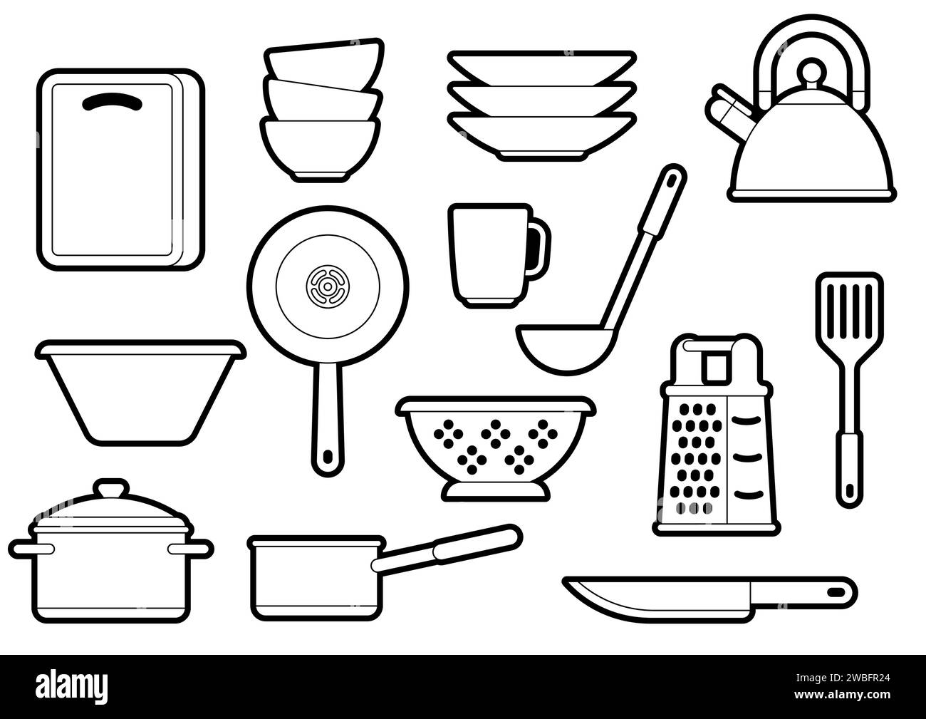 Set of kitchen utensils. Cooking tools for restaurant Stock Vector ...