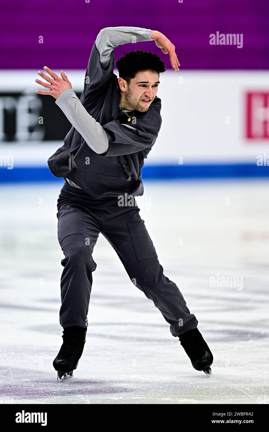 Luc ECONOMIDES (FRA), during Men Short Program, at the ISU European ...