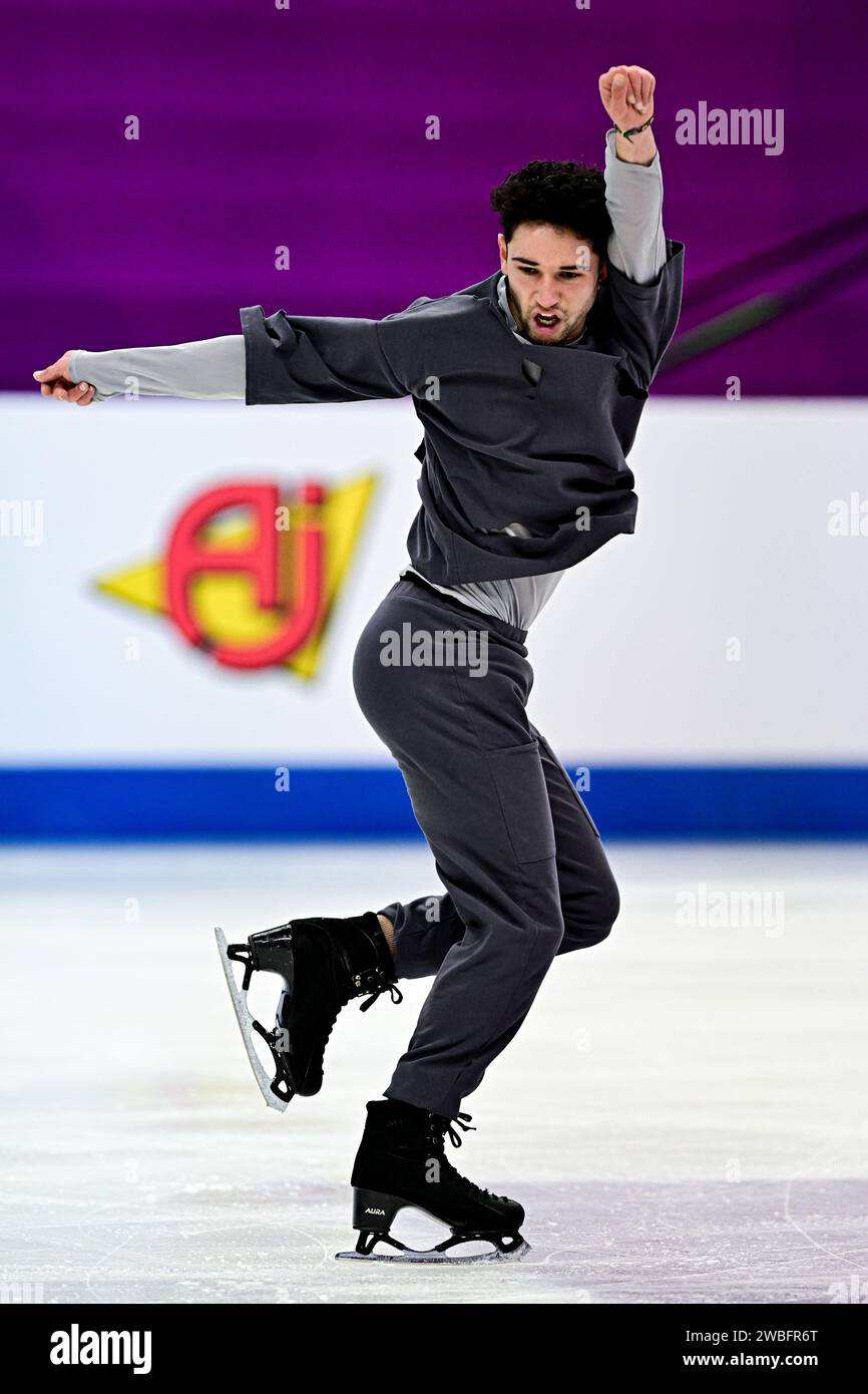 Luc ECONOMIDES (FRA), during Men Short Program, at the ISU European ...