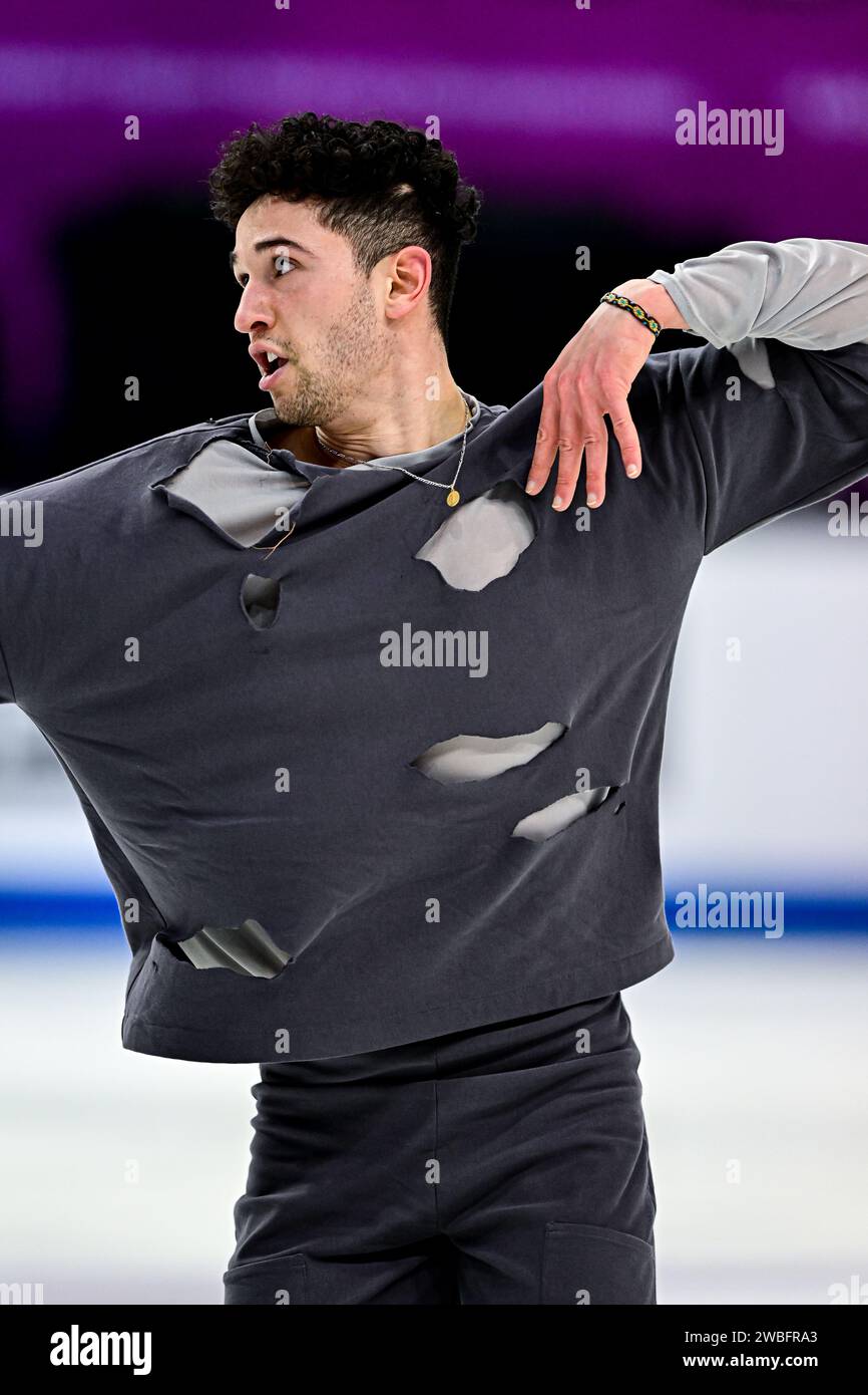 Luc ECONOMIDES (FRA), during Men Short Program, at the ISU European ...