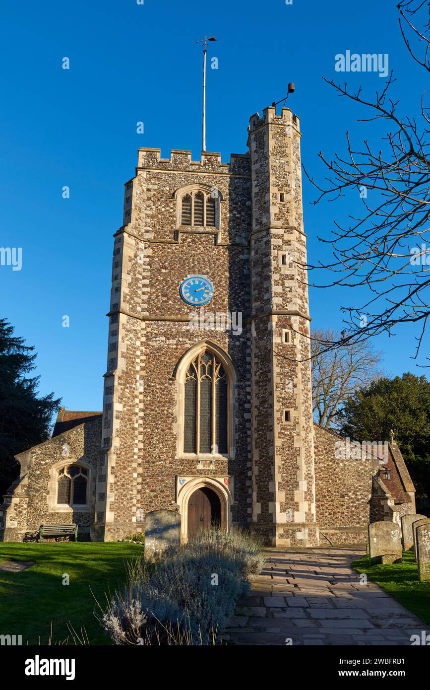 The tower of the historic 15th century church of St Mary the Virgin ...
