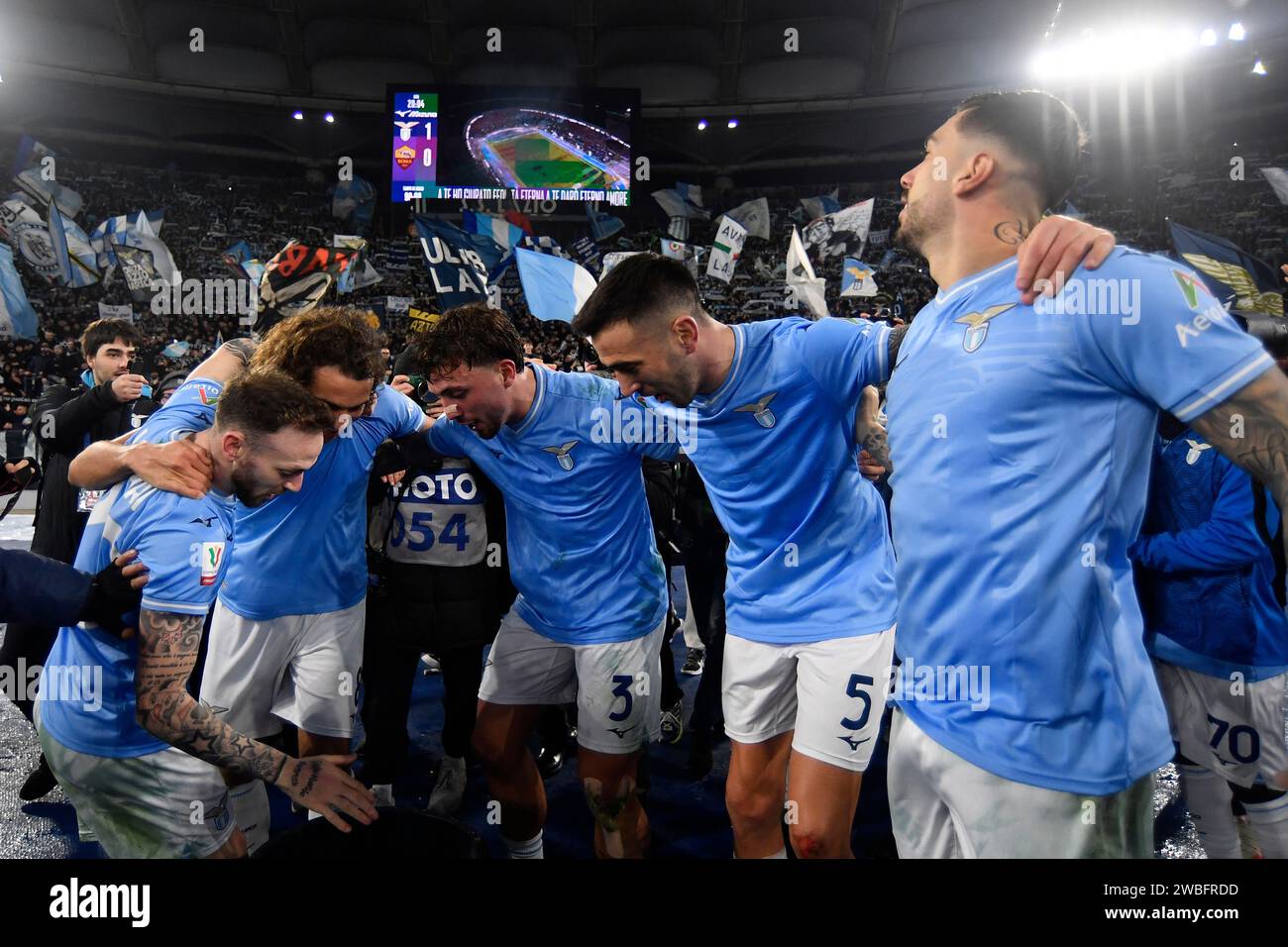 Rome, Italy. 10th Jan, 2024. Mattia Zaccagni, Matias Vecino, Luca Pellegrini, Matteo Guendouzi ...
