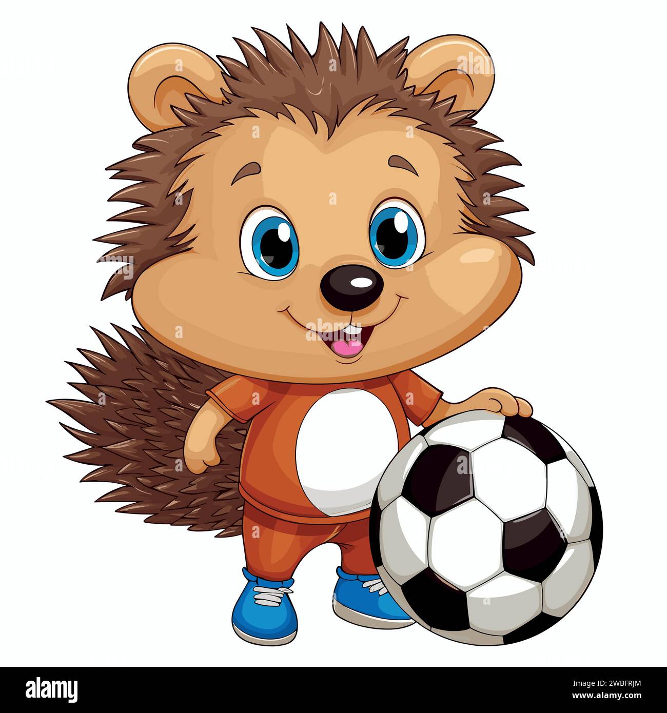 Hedgehog playing football on White Background Stock Vector Image & Art ...