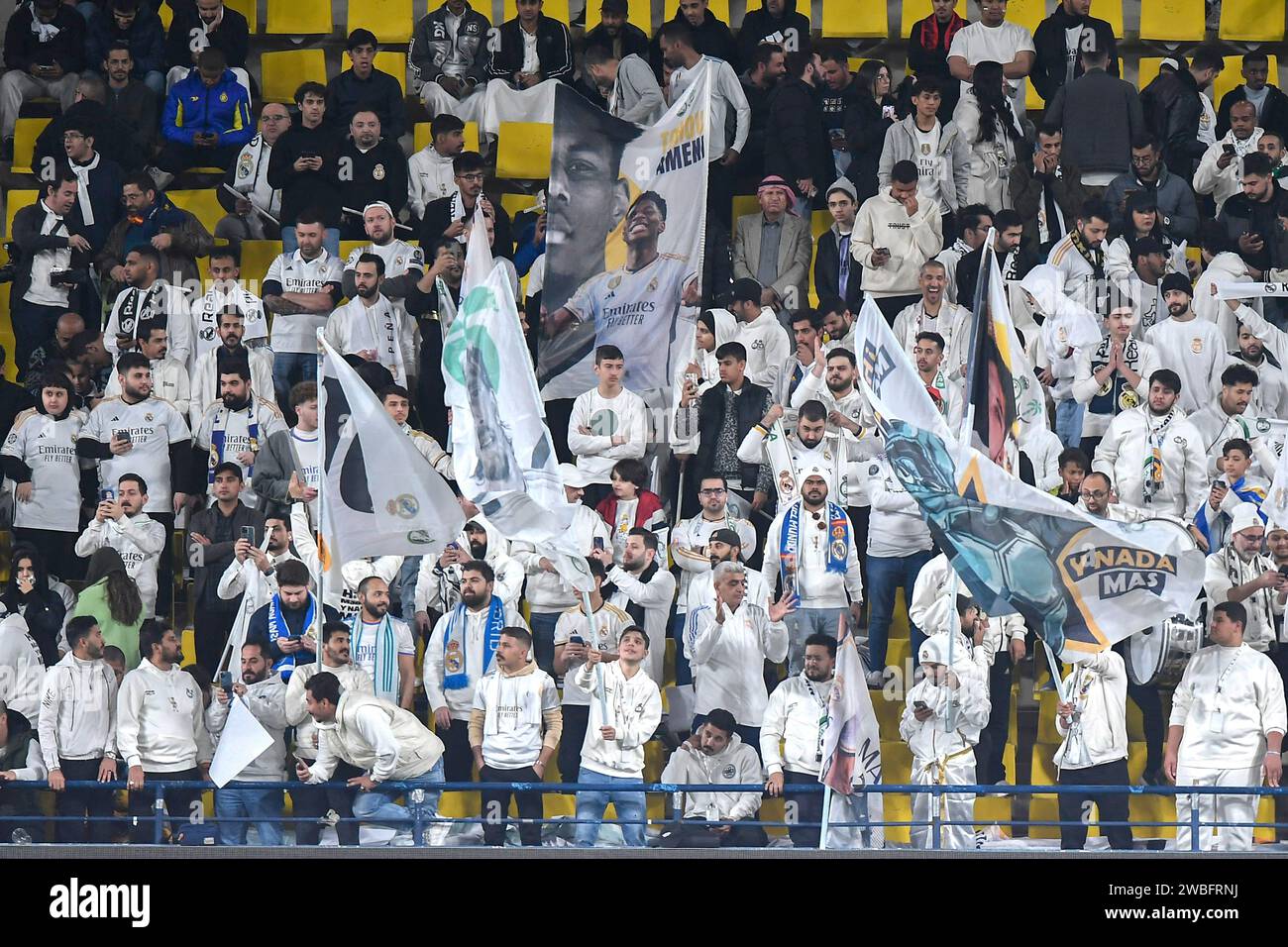 Soccer fans attend the opening of Spanish Super Cup match between Real ...