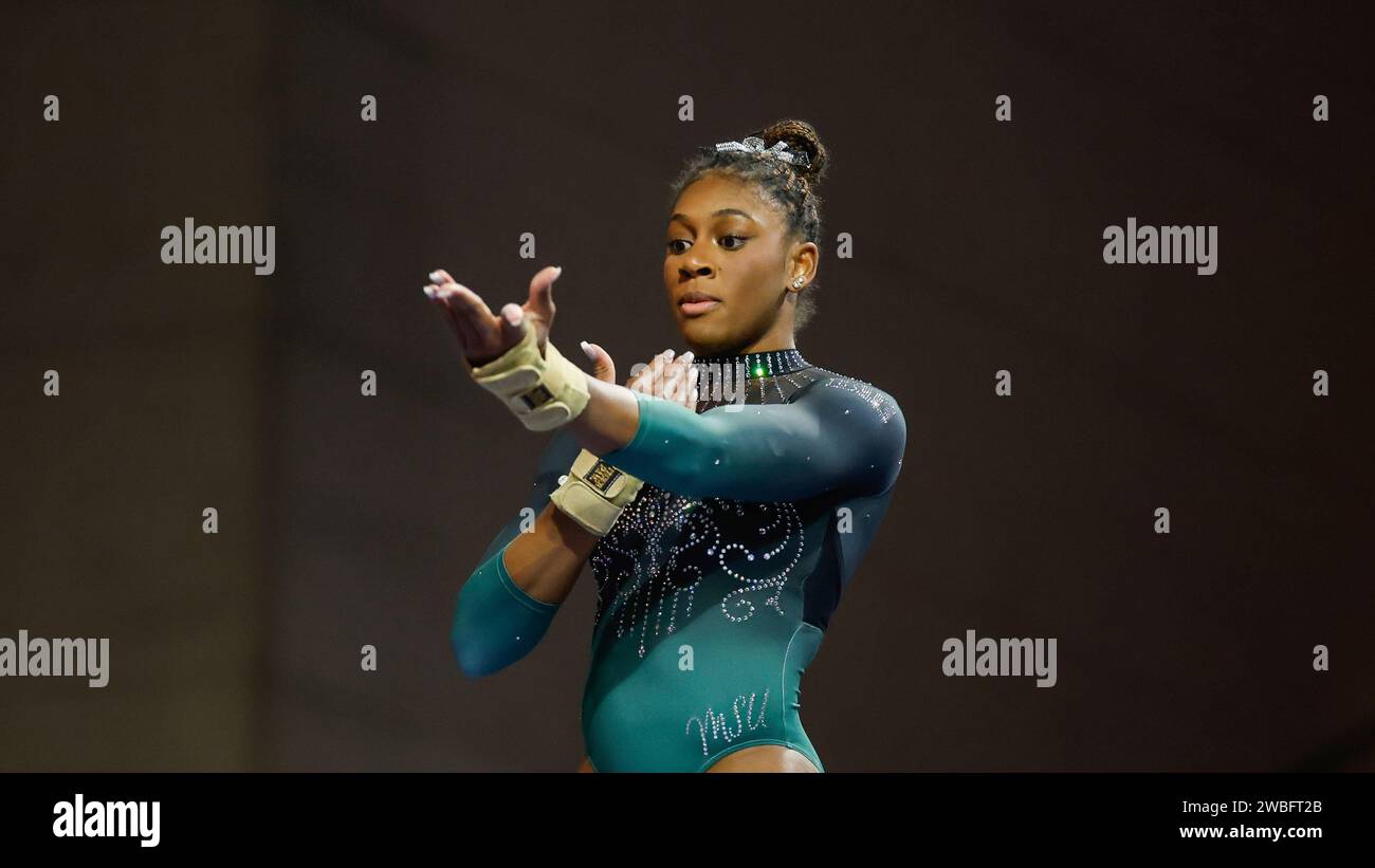 Michigan State's Naomi German competes on the balance beam during an ...