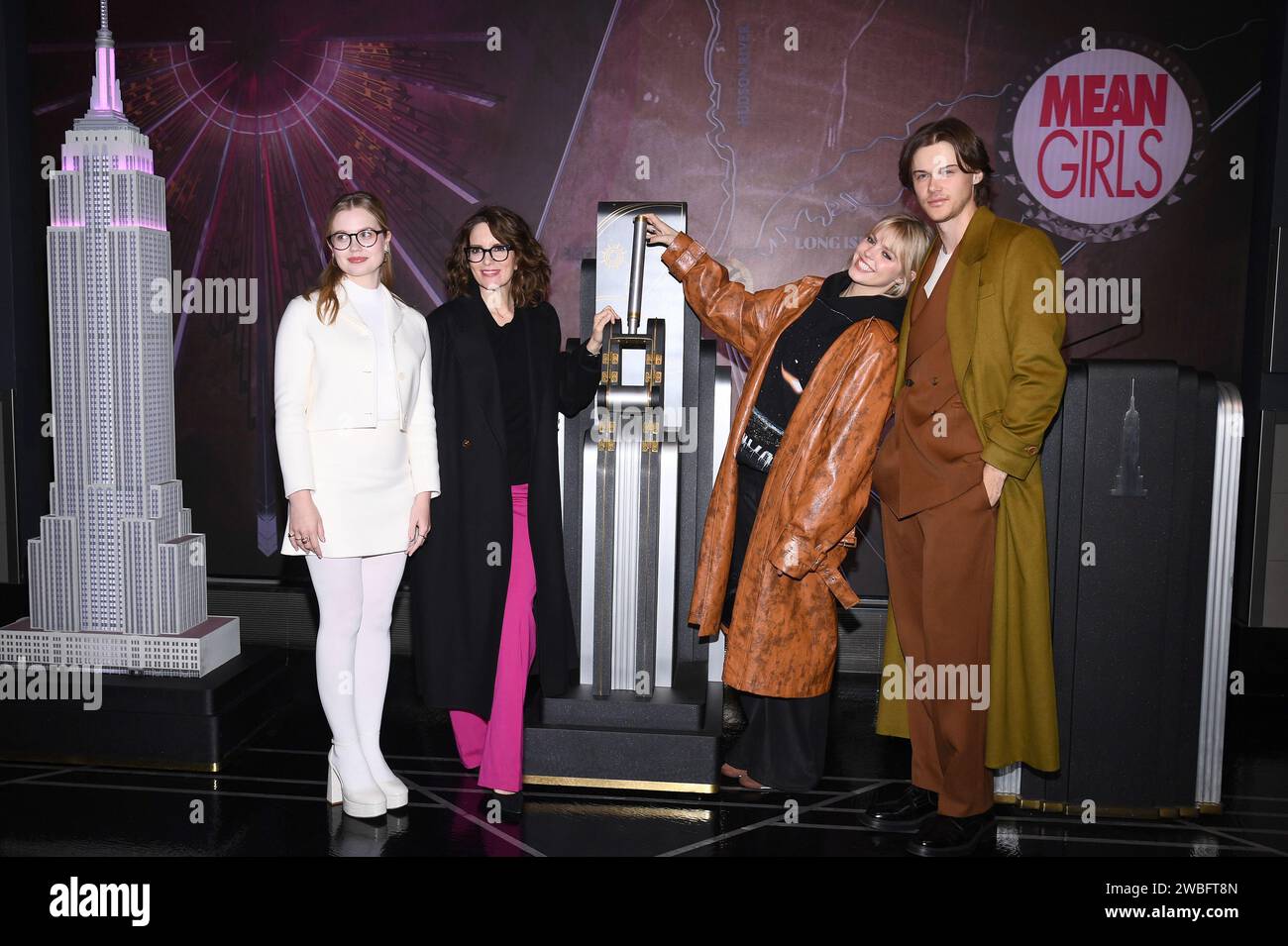 New York, USA. 10th Jan, 2024. (L-R) Angourie Rice, Tina Fey, Reneé ...