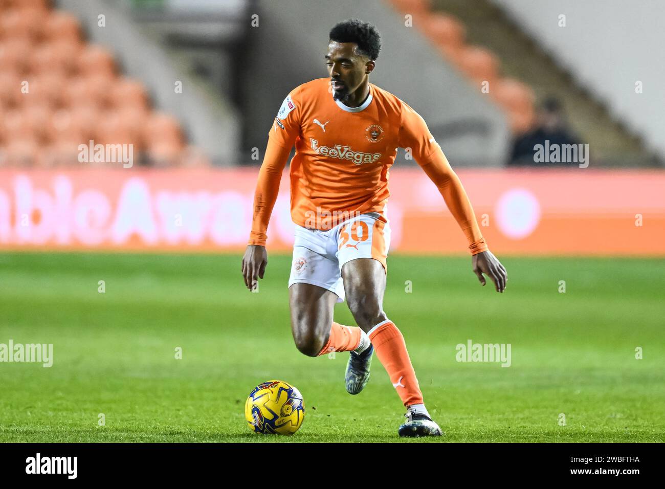 Tashan Oakley-Boothe of Blackpool in action during the Bristol Street ...