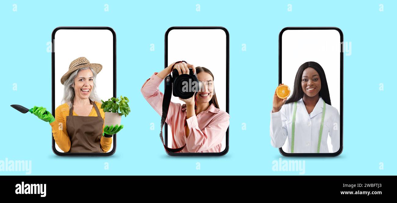 Creative Collage With People Of Different Professions Looking Out Of ...