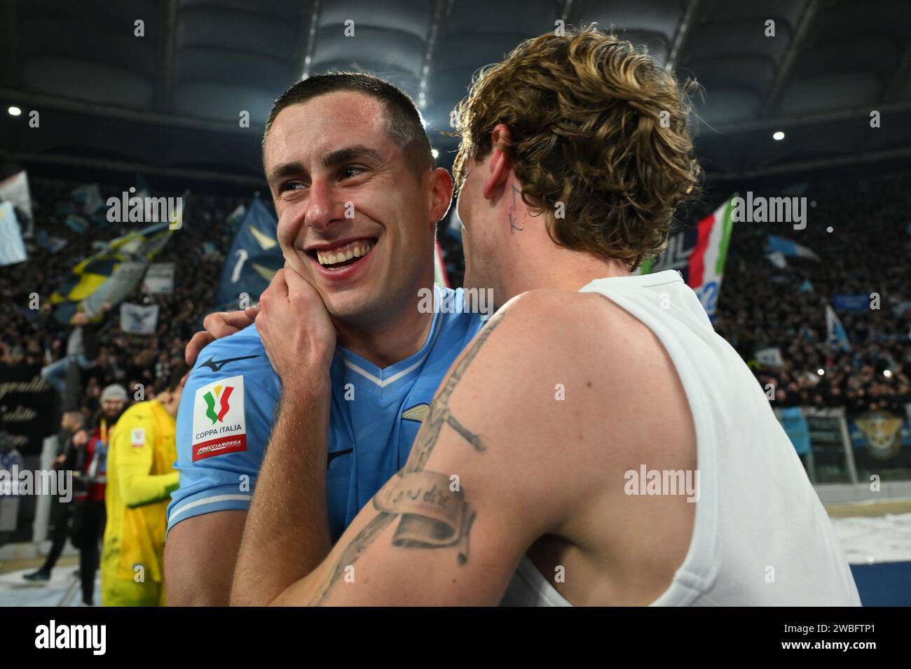 Rome, Italy. 10th Jan, 2024. Adam Marusic and Nicolo' Rovella of S.S. Lazio during the quarter ...