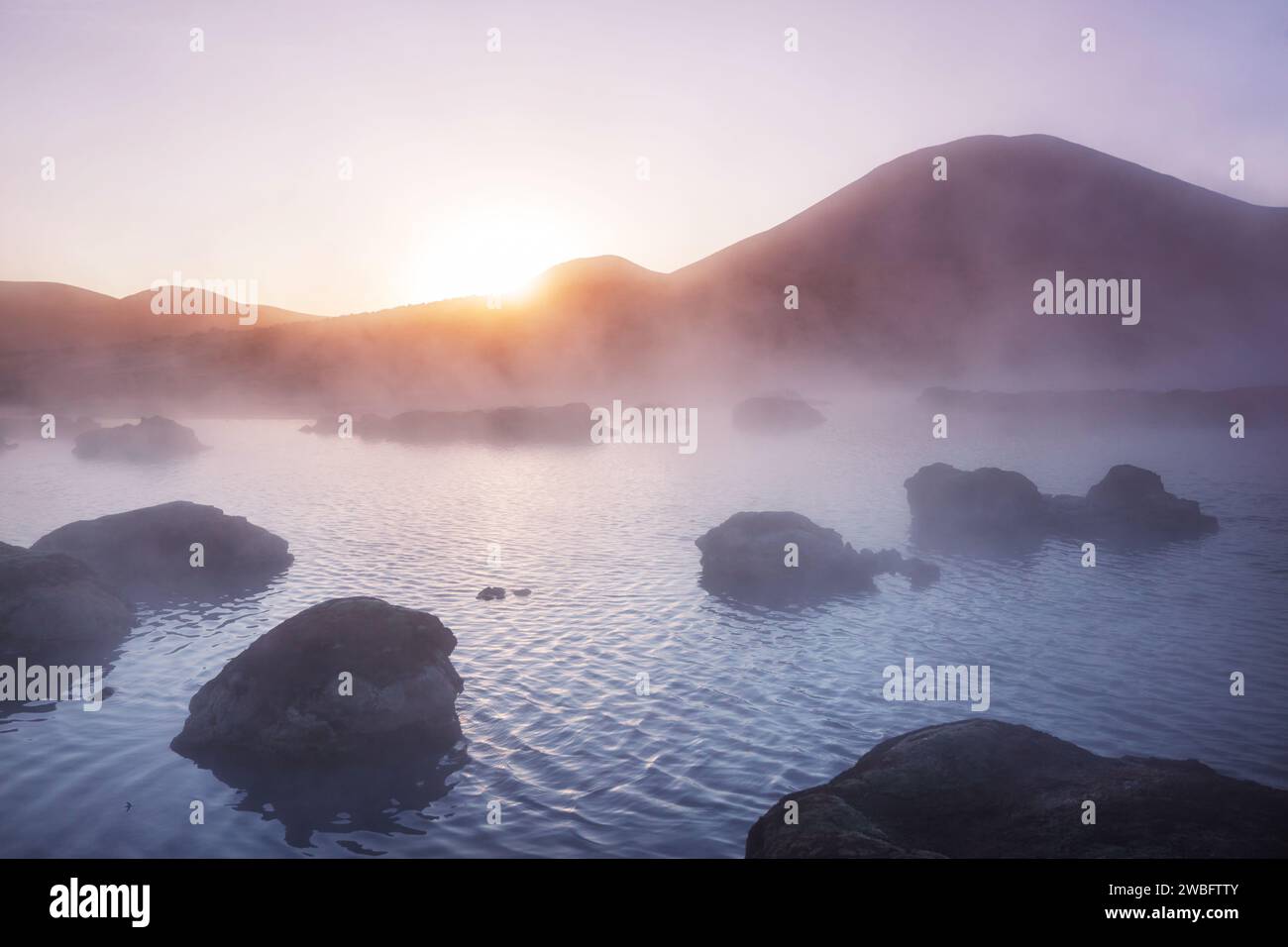 Natural Hot Spring in Atacama desert, Chile, South America Stock Photo ...