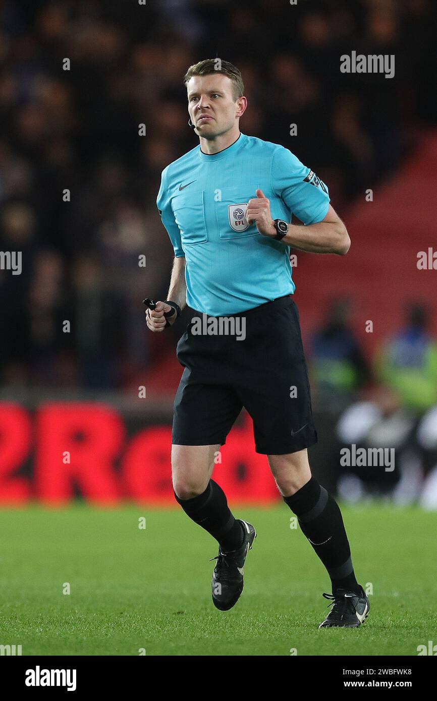 Match referee Samuel Barrott during the Carabao Cup Semi Final 1st Leg ...