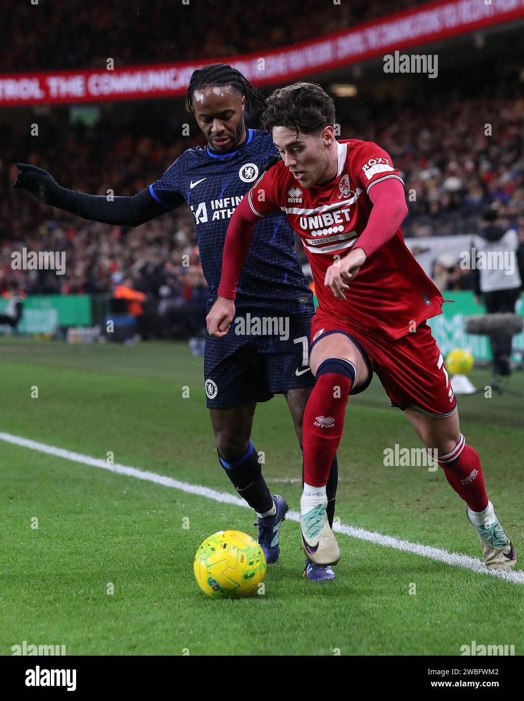 Hayden Hackney of Middlesbrough in action with Chelsea's Raheem ...