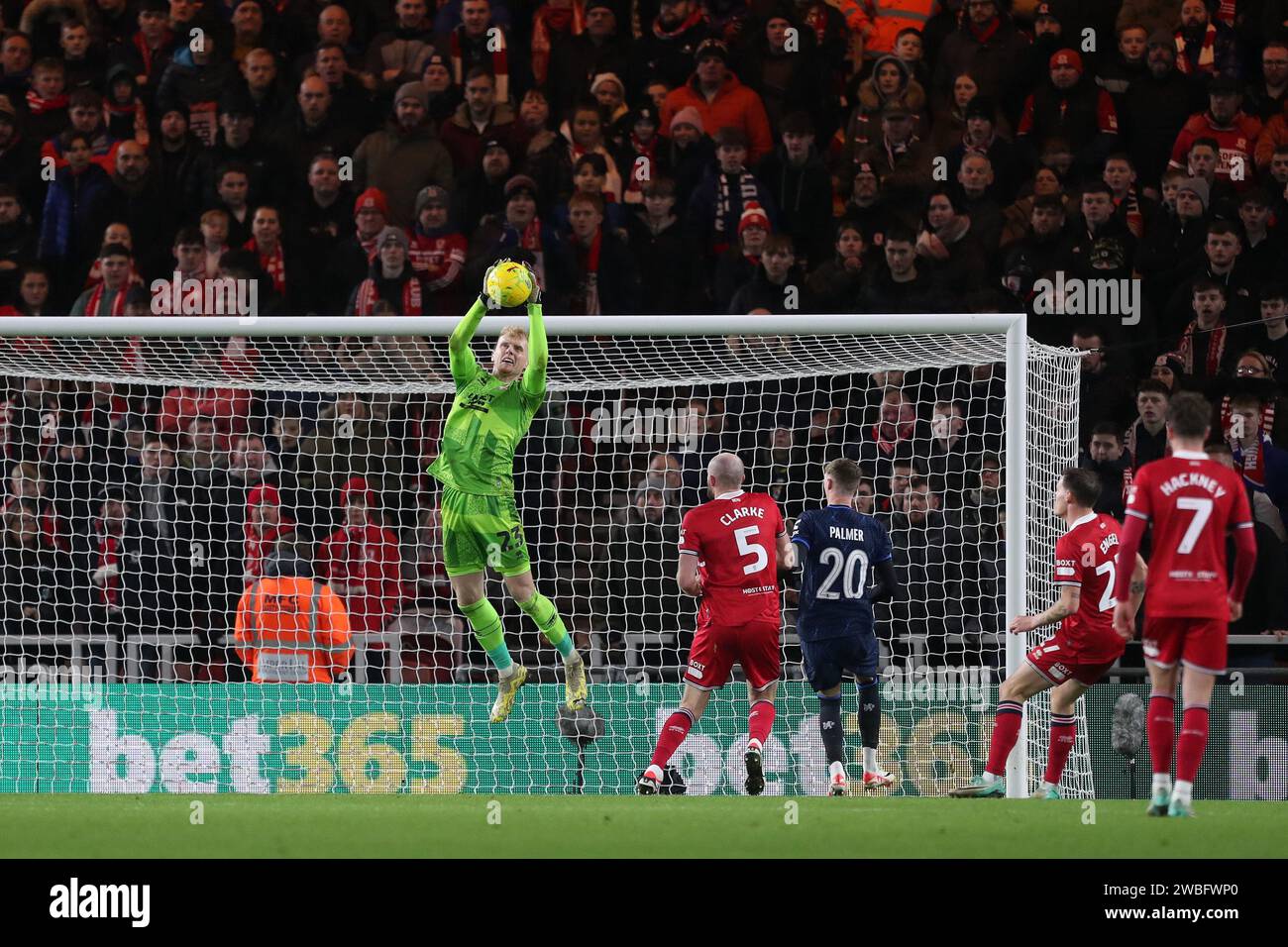 Middlesbrough's Tom Glover claims a cross during the Carabao Cup Semi ...