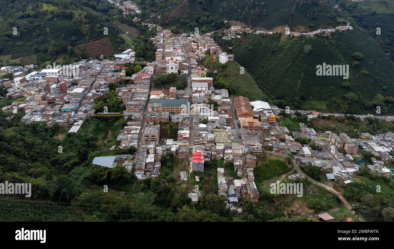 Betulia, Antioquia - Colombia. December 27, 2023. Aerial view with ...