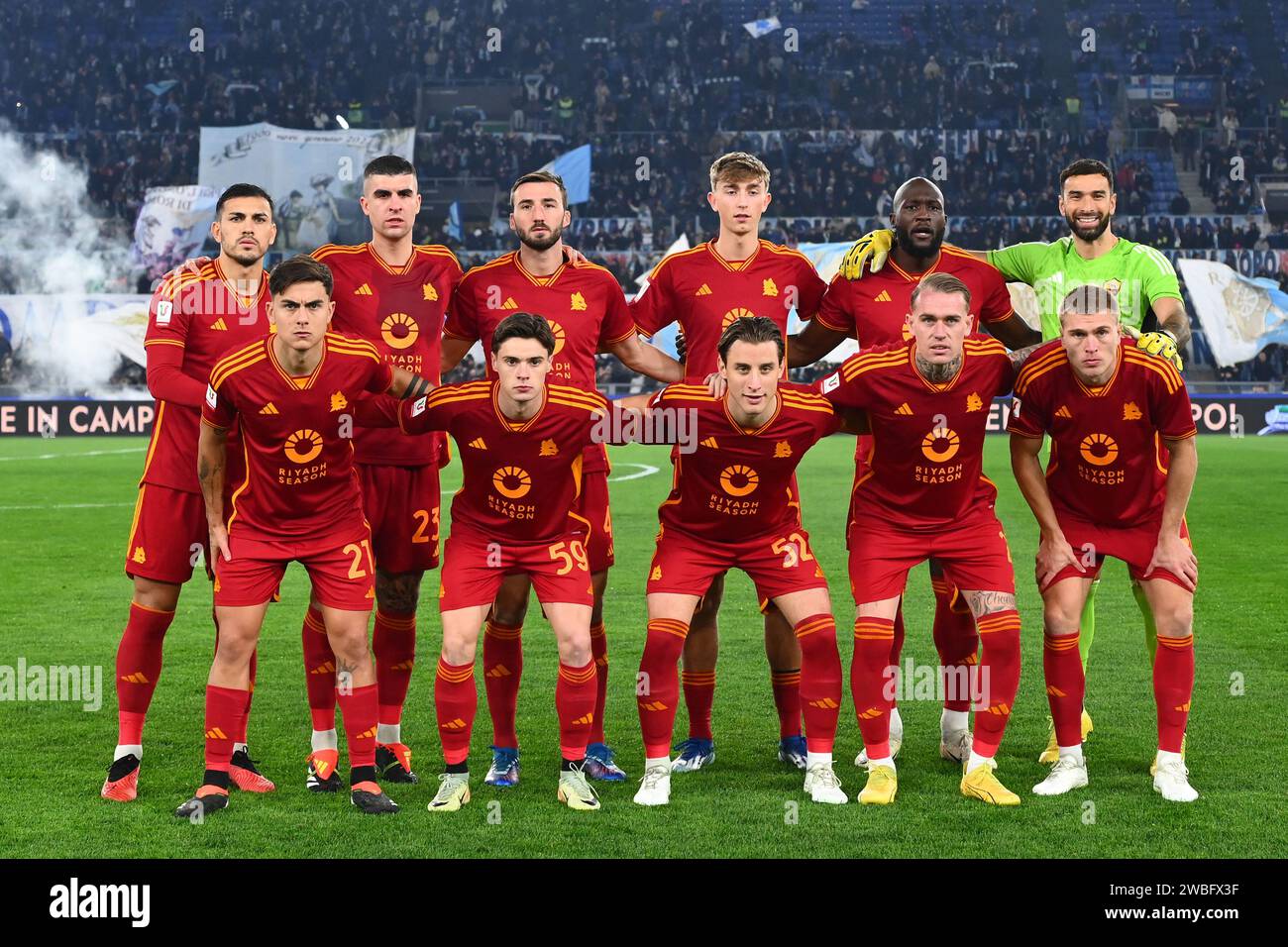 Rome, Italy. 10th Jan, 2024. The AS Roma team is posing for the Coppa ...