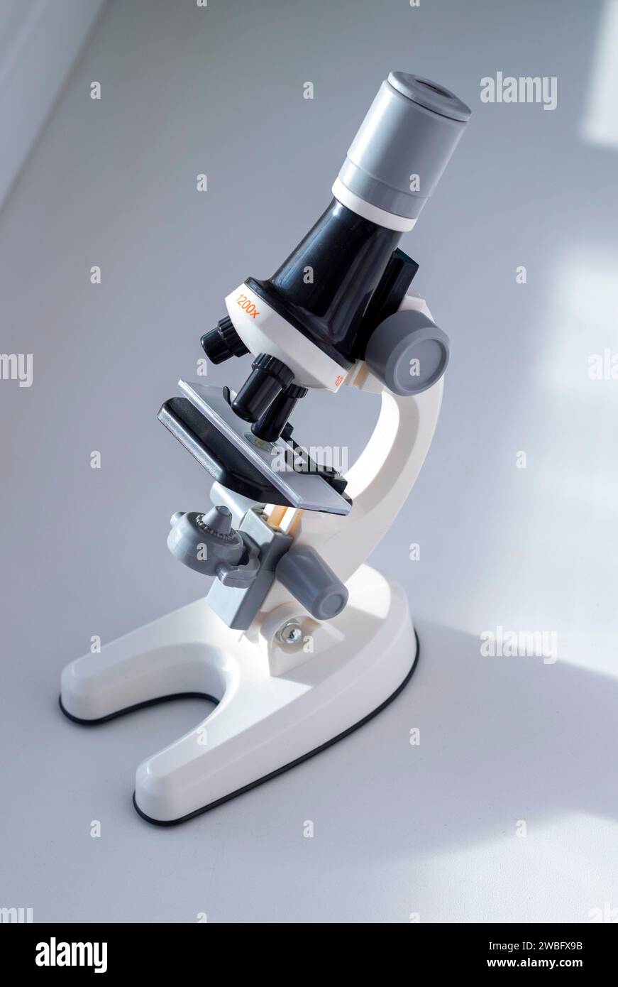 lose up shot of the microscope on the window Stock Photo - Alamy