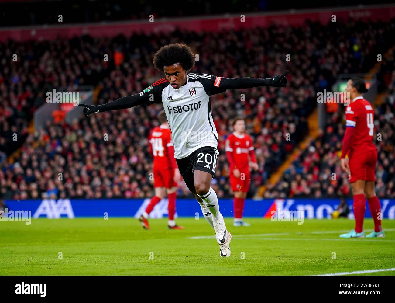 Fulham's Willian celebrates scoring their side's first goal of the game ...