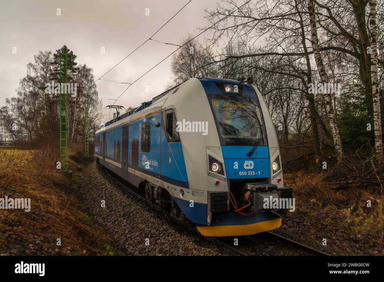 Modern new electric unit train near border of Austria in Rybnik CZ 01 ...