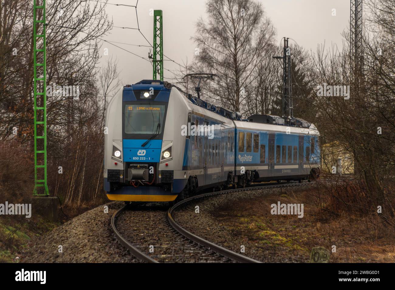 Modern new electric unit train near border of Austria in Rybnik CZ 01 ...