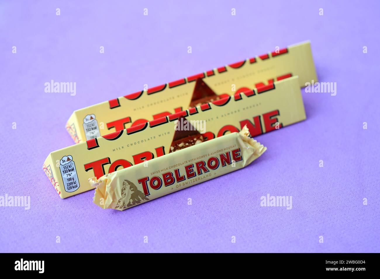 KYIV, UKRAINE - OCTOBER 31, 2023 Yellow Toblerone Chocolate Bar ...