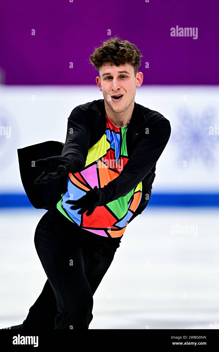 Lukas BRITSCHGI (SUI), during Men Short Program, at the ISU European Figure Skating ...
