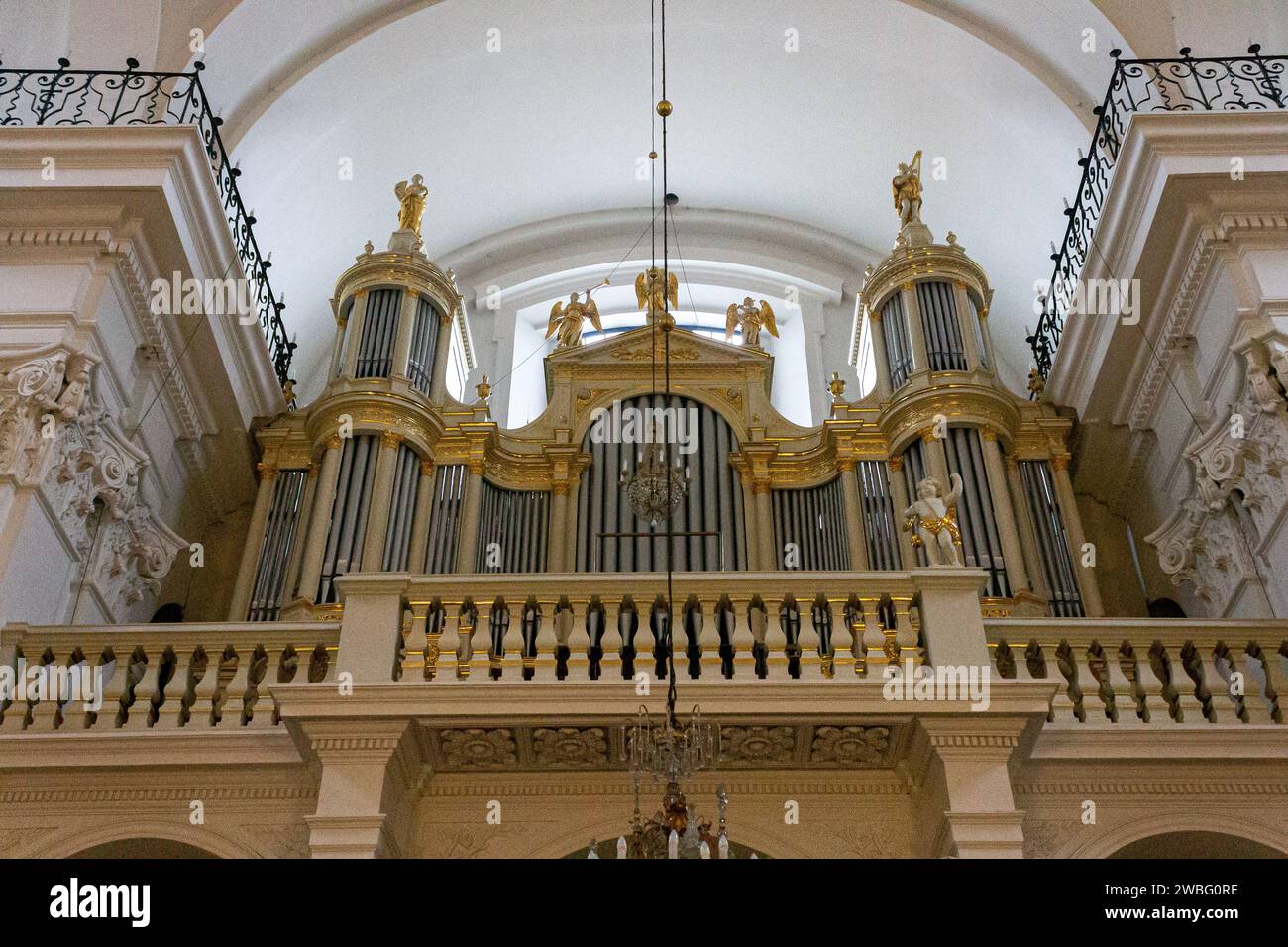 Warsaw, Poland. Organ inside the Church of the Holy Cross (Bazylika ...