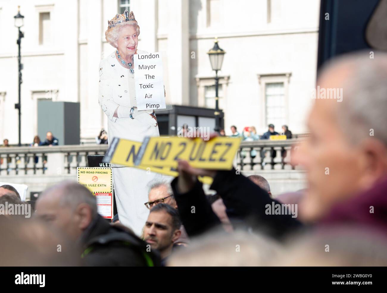 Protesters gather during an anti-ULEZ expansion protest around ...