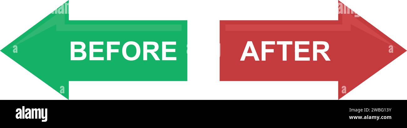 vector illustration icon arrows with words before and after buttons Stock Vector Image & Art - Alamy