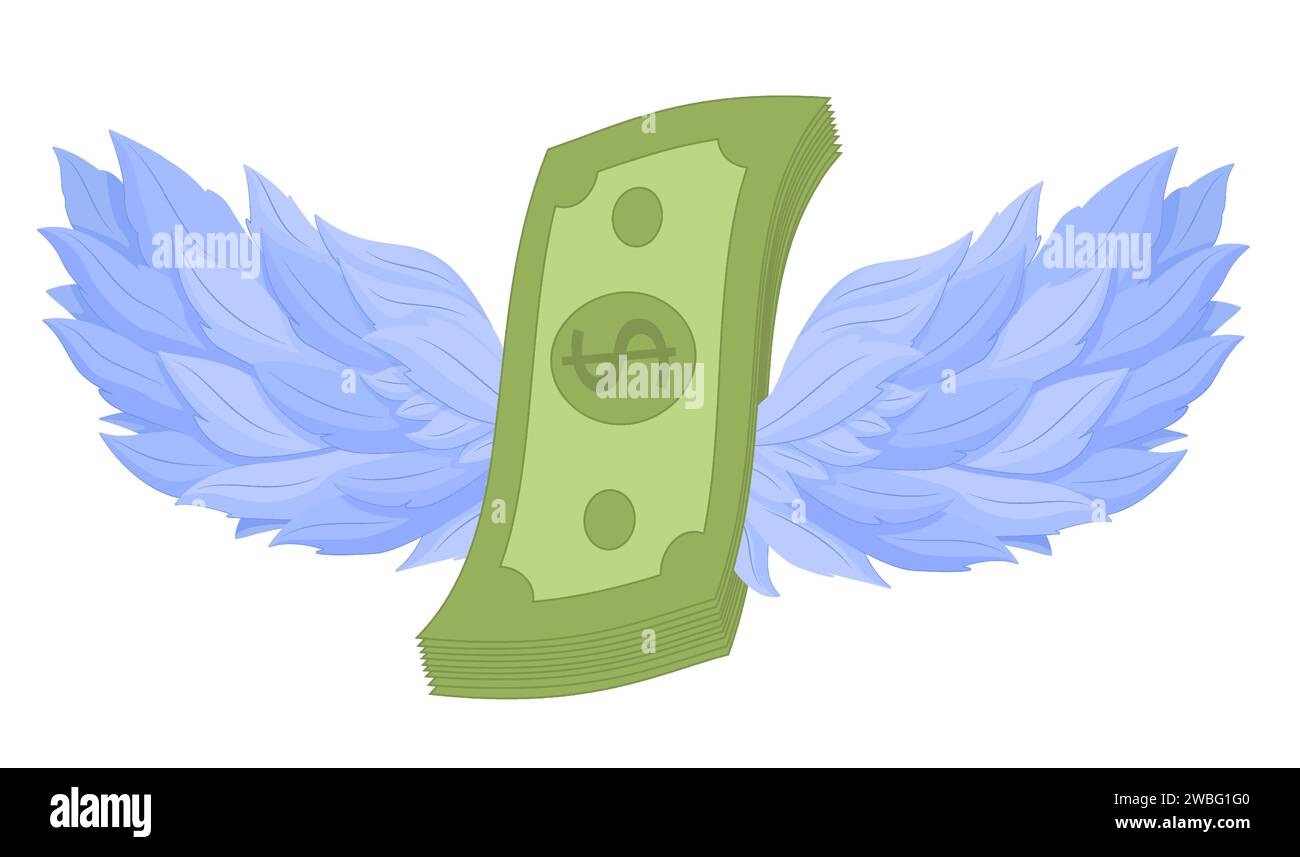 Cash of dollars with wings. Rise of financial success investments Stock ...