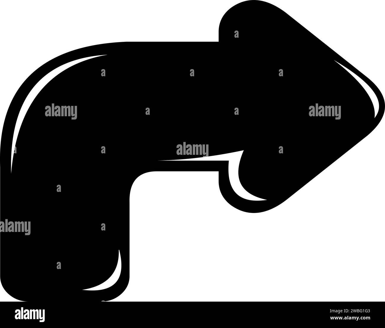 vector illustration curved arrow pointing to the right side Stock ...