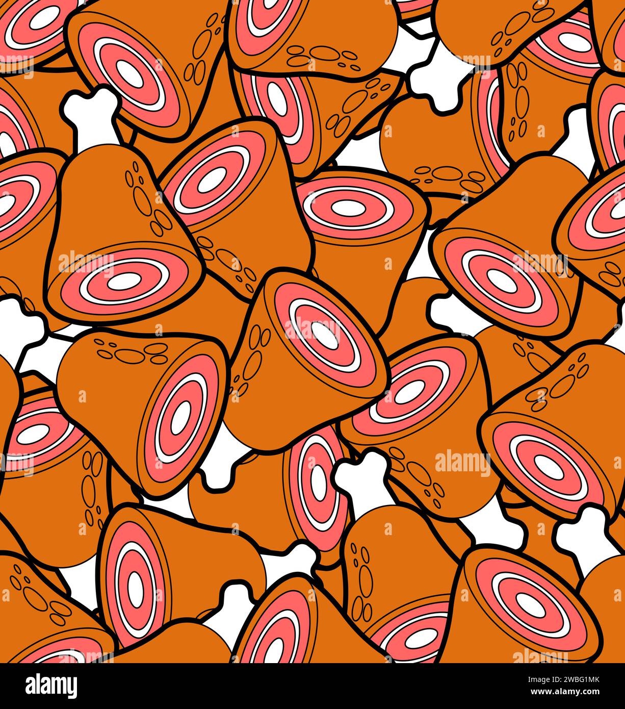 Ham pattern seamless. Meat on bone background. Pork on bone texture ...