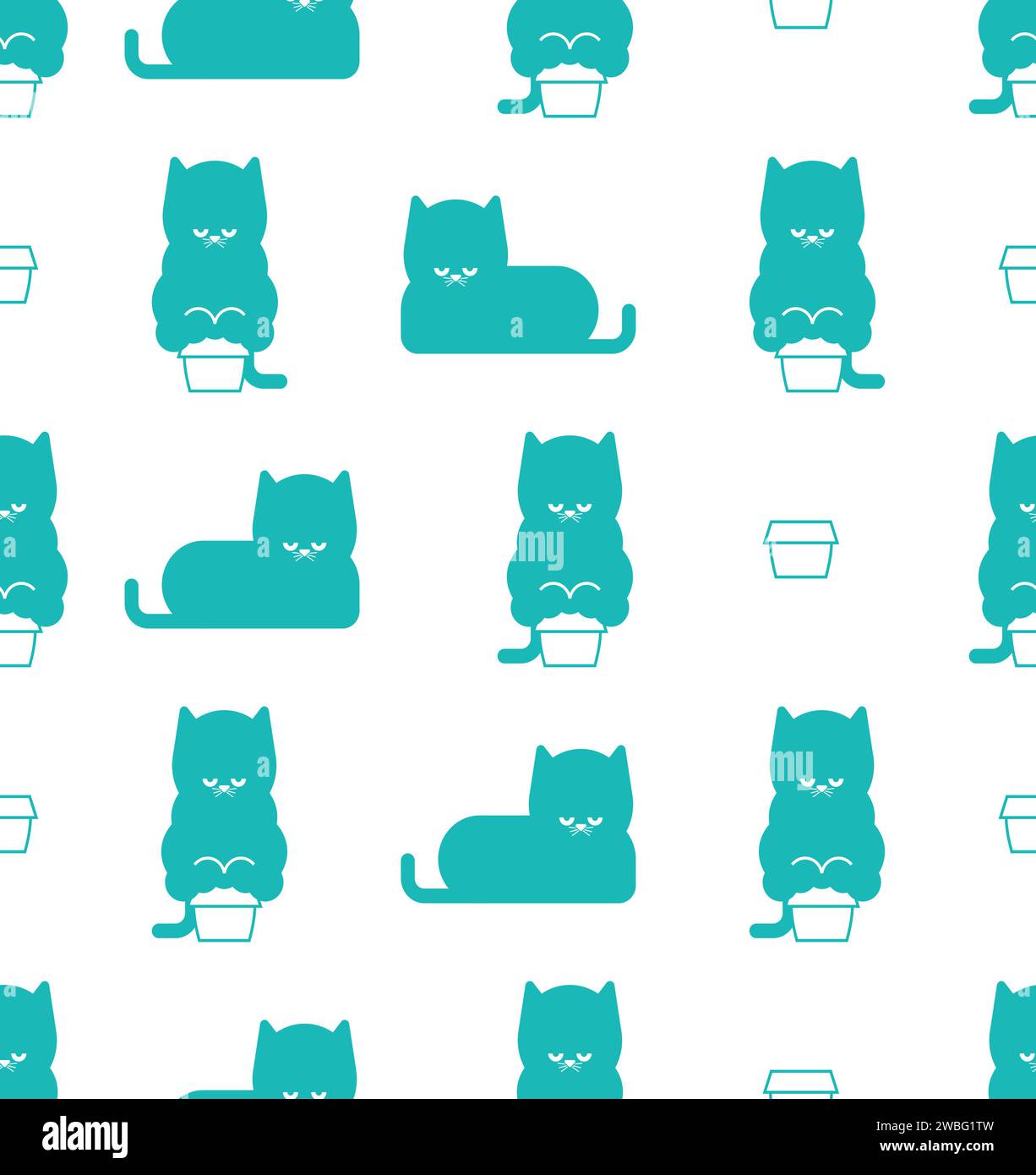 Cat box pattern seamless. Pet Fat cat in small and box background. Baby ...