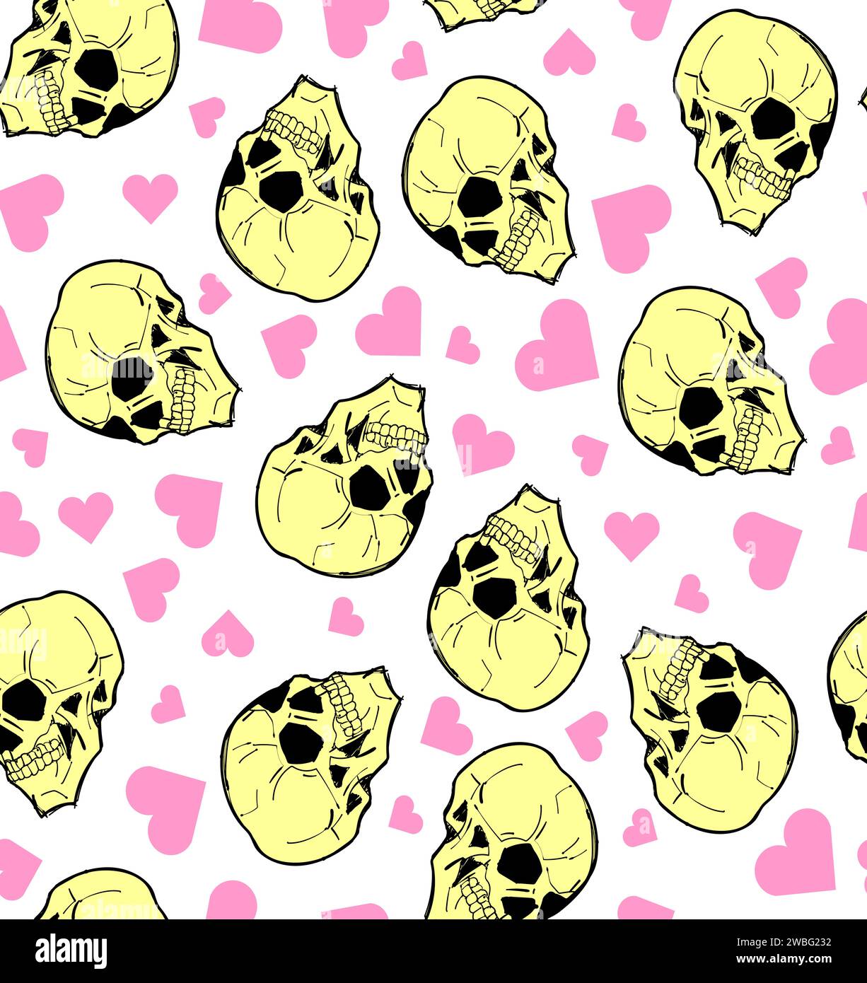 Abstract emo pattern background skull Stock Vector Images - Alamy