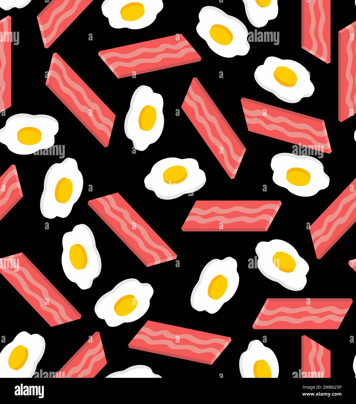 Bacon And Scrambled Eggs Pattern Seamless Fried Egg And Thin Layer Of
