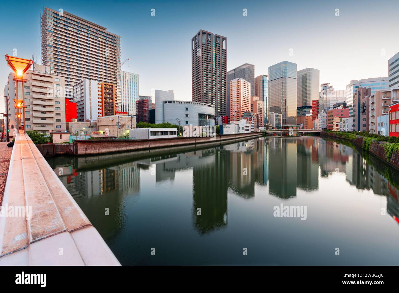 Osaka, Japan cityscape on the river at dusk Stock Photo - Alamy