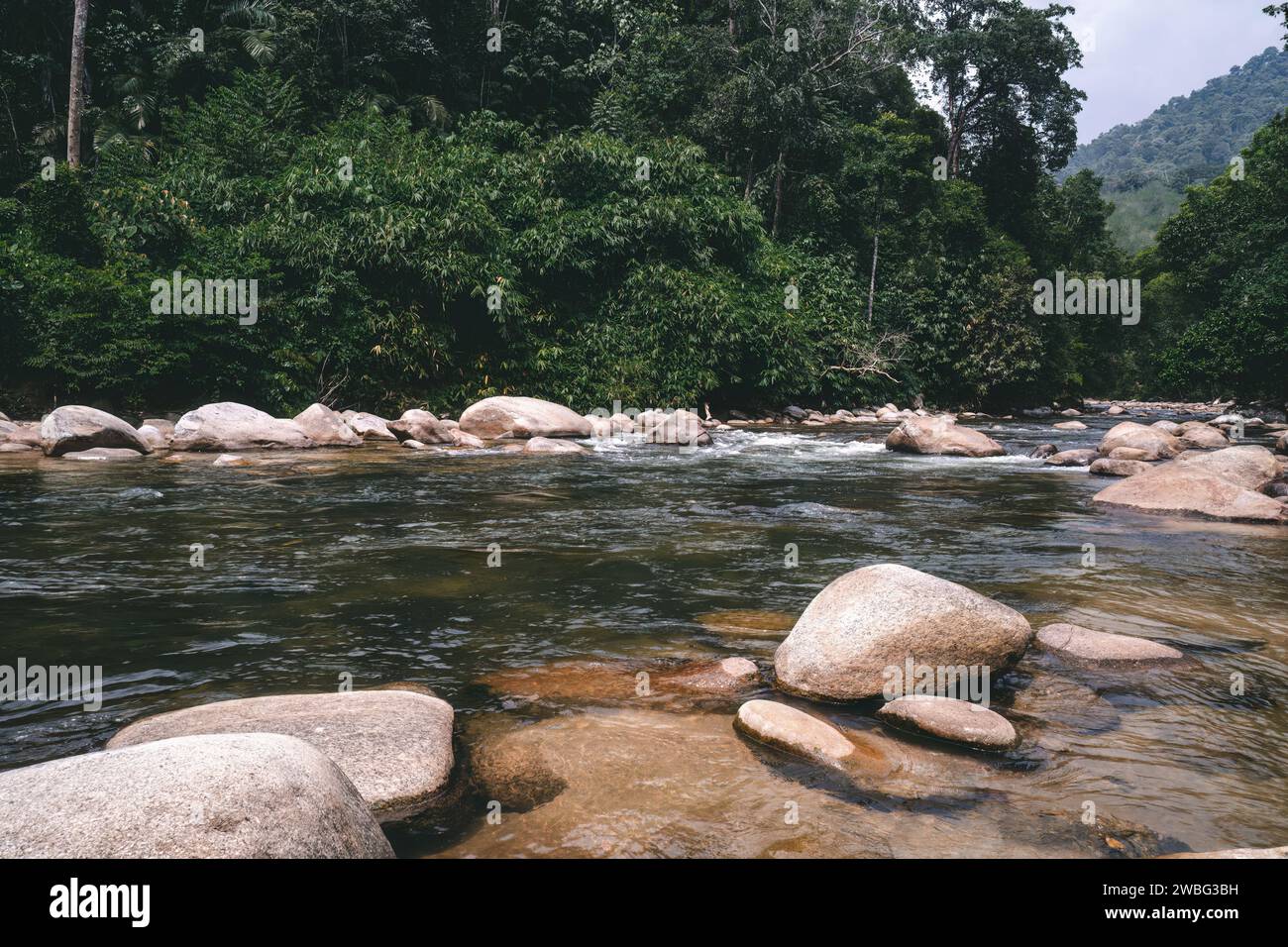 A beautiful scenic river flowing at Sungai Kampar, Gopeng, Perak Stock ...