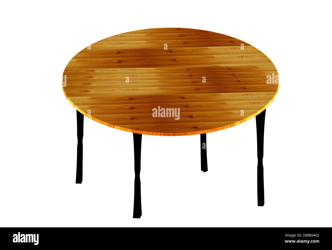 Round wooden table made of pine boards on isolated white background ...