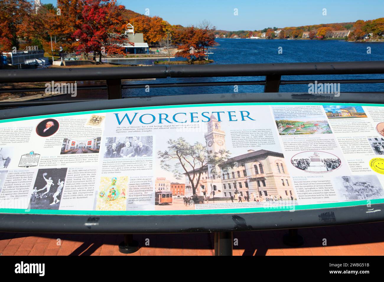 Interpretive Board on Kenneth F Burns Memorial Bridge, Worcester ...