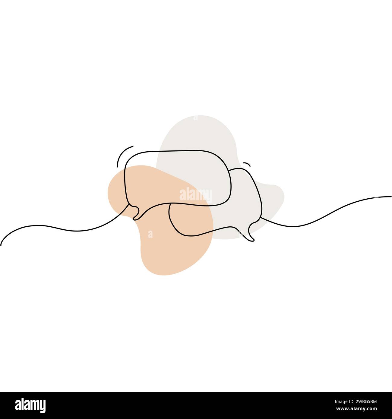 Two speech bubbles continuous one line drawing doodle, black and white vector minimalist linear ...