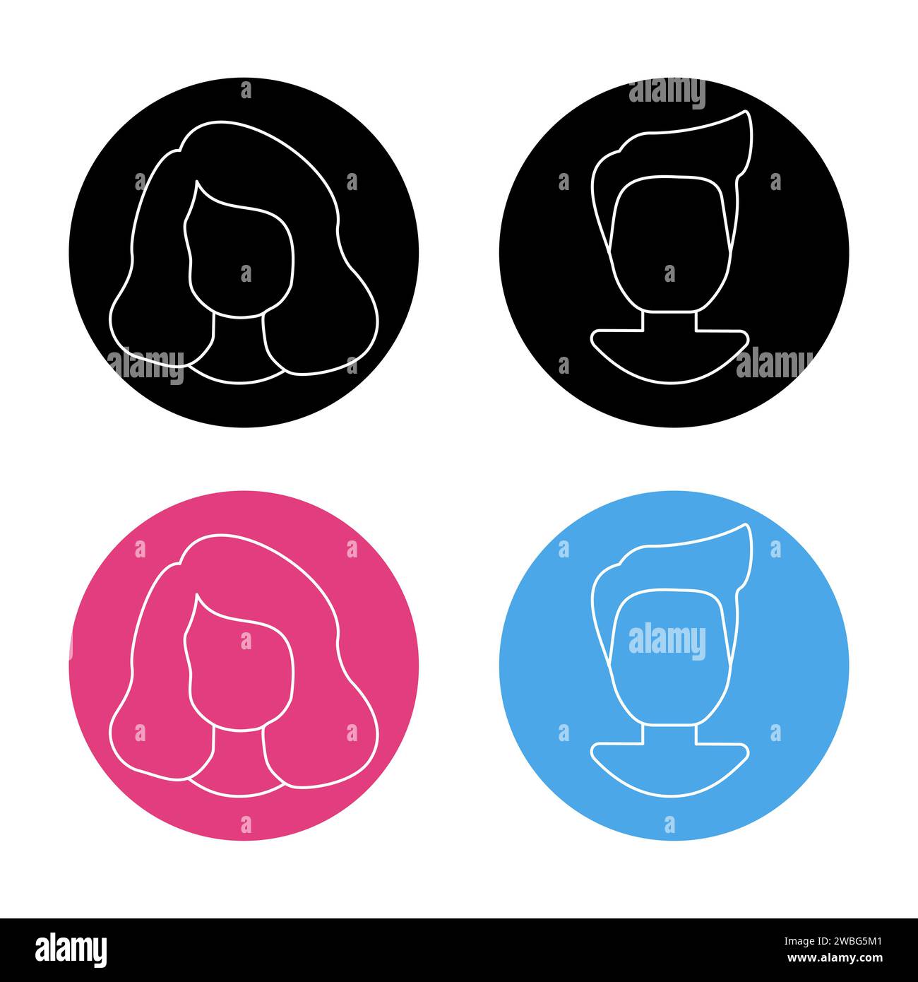 Profile icon. Avatar icons set. Male and female face silhouette. Man ...