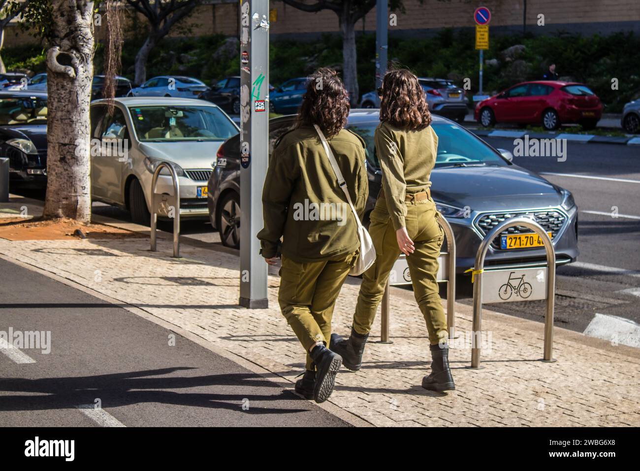 Tel Aviv, Israel - January 10, 2024 Israeli soldiers walking in the ...