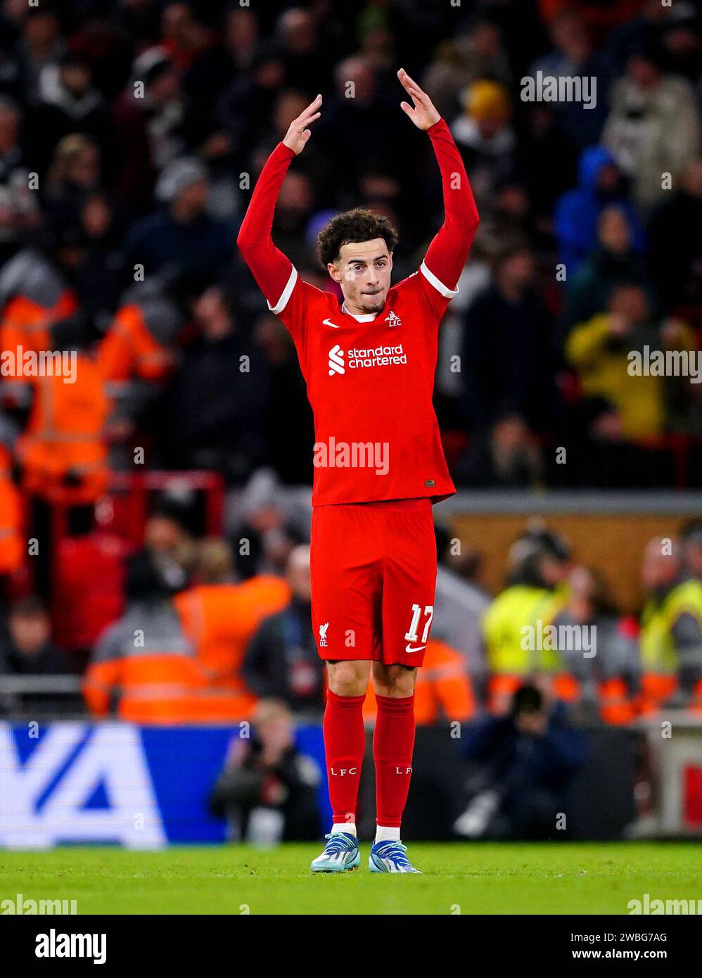 Liverpool's Curtis Jones celebrates scoring their side's first goal of ...
