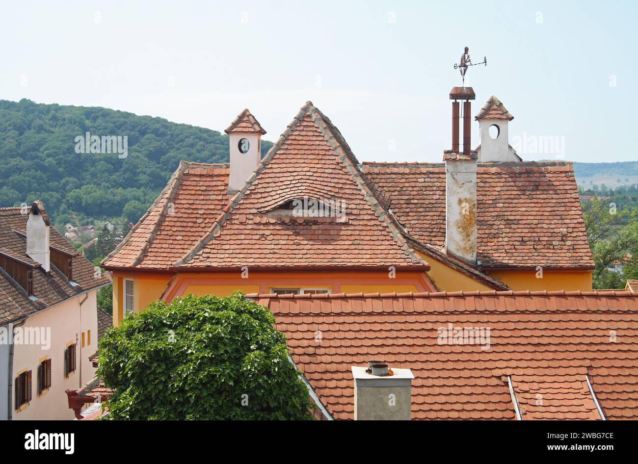 Eye window on a rooftop in Sighisoara, Mures County, Transylvania ...