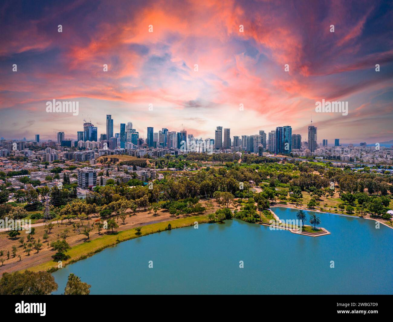 Aerial view of Sydney, Australia with the city skyline and park area in ...