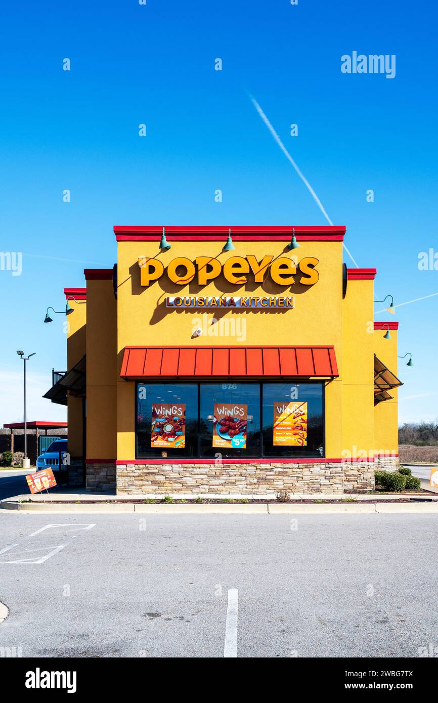 Popeyes Louisiana Kitchen, front exterior, fast food restaurant serving ...