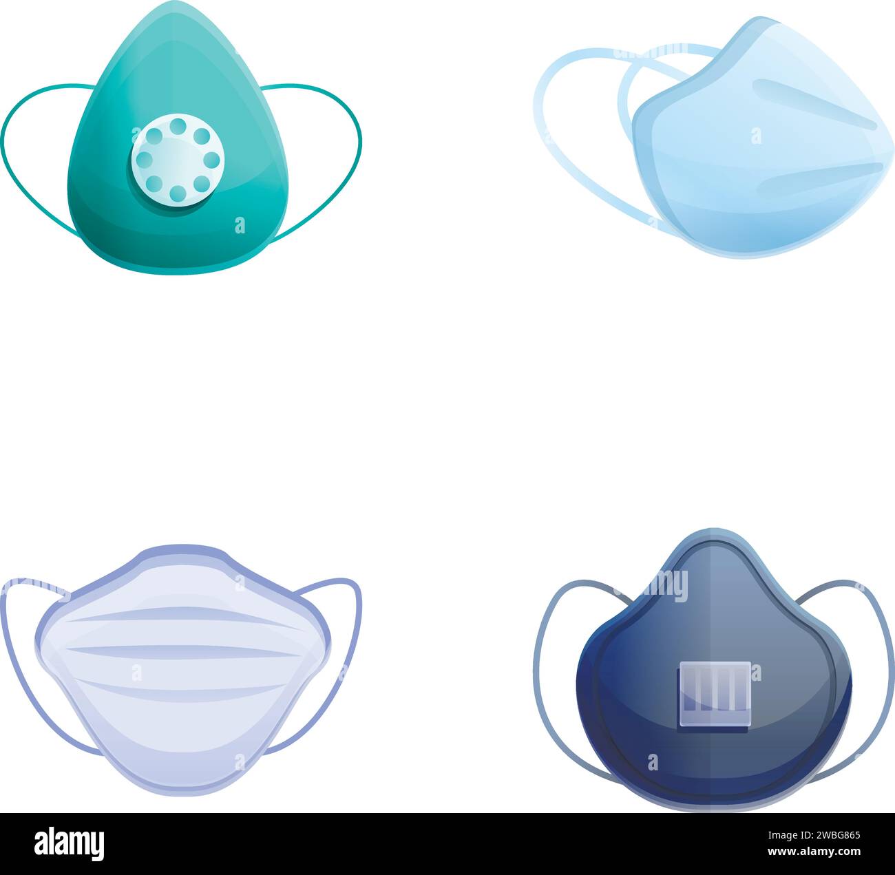 Surgical mask icons set cartoon vector. Breathing protective medical ...