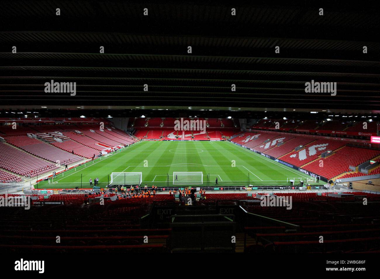 Liverpool, UK. 10th Jan, 2024. General view inside the empty Anfield ...