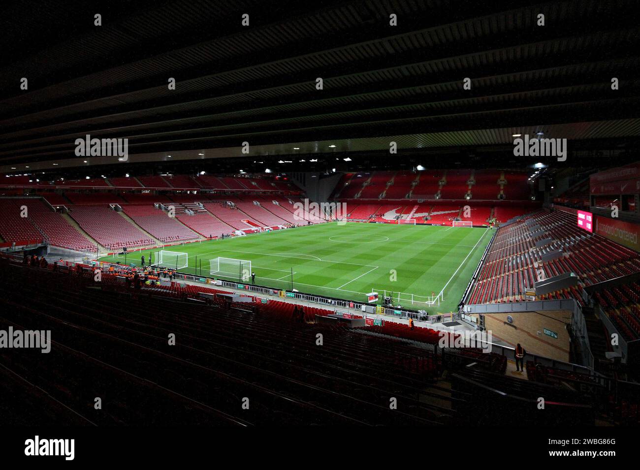 Liverpool, UK. 10th Jan, 2024. General view inside the empty Anfield ...